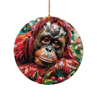 Generic Orang-Utan Weihnachtsdeko Mit Schnur Geschenkanh&auml;nger Keramik Weihnachtsschmuck