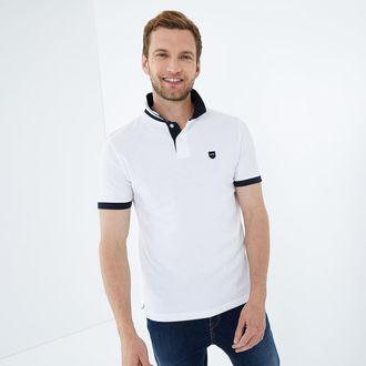 Eden Park Polo Blanc En Coton Pima Avec D&eacute;tails Contrast&eacute;s Old Ref Pp