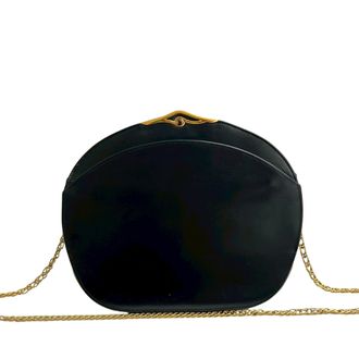Cartier Black Leather Sapphire Chain Crossbody