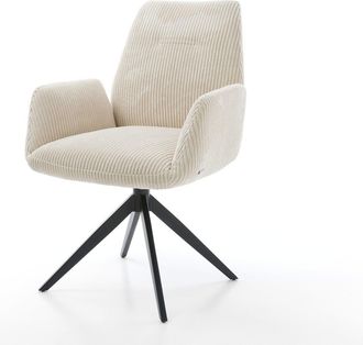 DELIFE Esszimmerstuhl Zoa-Flex Cord Beige Kreuzgestell breit Schwarz Taschenfederkern, Esszimmerstühle