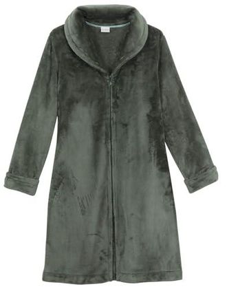 Le Chat Essentiel H56B, Robe de Chambre zip&eacute;e en Peluche Flanelle