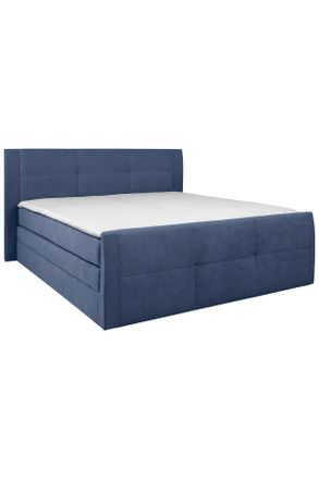 Boxxx Boxspringbett, Blau, Textil, H3, H&ouml;he ca. 19 cm, 180x200 cm, Topper durchgehend, in verschiedenen Gr&ouml;&szlig;en erh&auml;ltlich, Matratze geteilt, Schlafzimmer, B