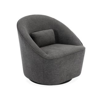 Sweeek Fauteuil pivotant 360&deg; en Tissu Gris fonc&eacute; avec Coussin. Lana L 80 x P 73 x H77cm