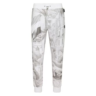 Philipp Plein Homme, Pantalons, Gris, Taille: M Blend Cotton Fleece Jogging Pants