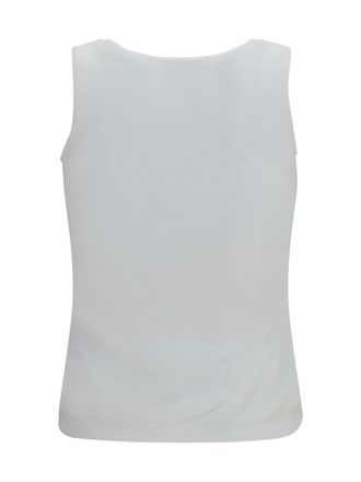Balenciaga Womens Logo Tank Top Full White Cotton; Polyamide