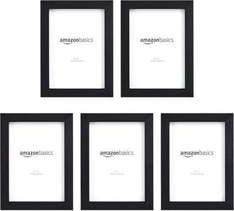 Amazon Basics Rechteckig Fotorahmen, 5 St&uuml;ck, Schwarz, 13 x 18 cm