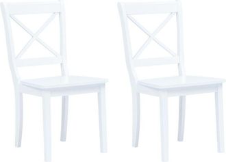 vidaXL Esszimmerst&uuml;hle 2 Stk. Wei&szlig; Gummiholz Massiv - Vidaxl