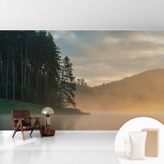 Tulup Tapete Dekorative Vliestapete Mit Klebe F&uuml;r Wand - Mustertapete - Moderne Einrichtung - F&uuml;r B&uuml;ro Nebeliger Morgen 416x254 Cm