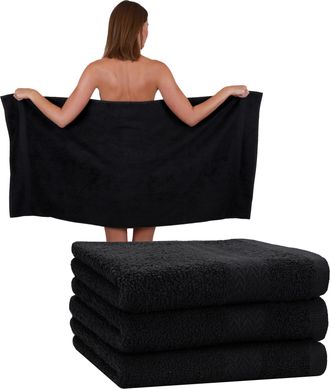 Betz 4 Stück Strandtücher Duschtücher Set Größe 70x140 cm Duschhandtuch Badetuch Strandtuch Handtuch Premium 100% Baumwolle Farbe schwarz