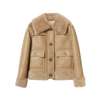 Twinset Blouson aviateur en fausse fourrure - Femme - Vestes - Beige - Taille: 40 FR