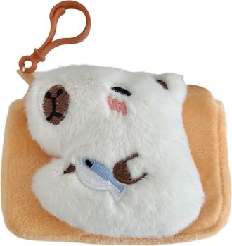 Generico Schl&uuml;sselanh&auml;nger f&uuml;r K&ouml;dermappe, niedliche Pl&uuml;schtier-Tasche, elegante kleine Tierm&uuml;nze, l&auml;ssige Tasche aus Pl&uuml;sch, Schl&uuml;sselanh&auml;nger, wei&szlig;, siehe di