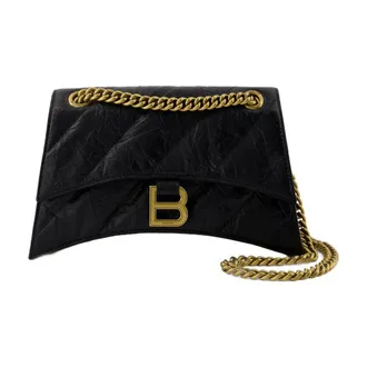Balenciaga Womens Crush Chain S Shoulder Bag Black Calfskin