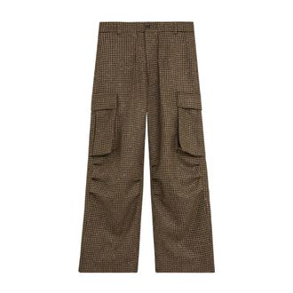 A Paper Kid Femme, Pantalons, Brun, Taille: 36 FR Pantaloni Cargo Pied-De-Poule Fili Paillettes