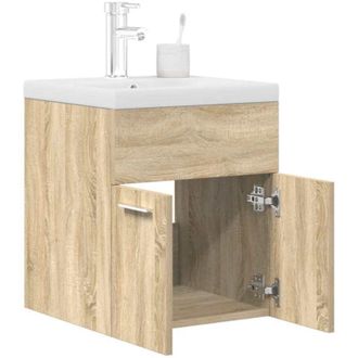 vidaXL vidaXL Waschbeckenunterschrank Einbaubecken Wasserhahn Sonoma-Eiche