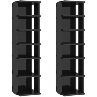 vidaXL Schuhschr&auml;nke 2 Stk. Hochglanz-Schwarz 27,5x27x102 cm vidaXL