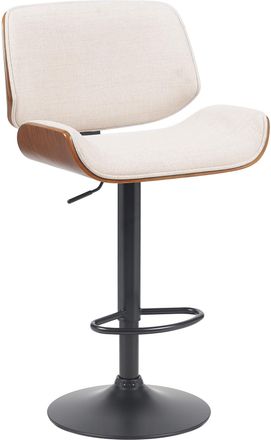 Clp Barhocker Beverley Stoffbezug, Barstuhl mit Lehne höhenverstellbar und drehbar, Tresenstuhl aus Holz, mit Fußstütze, Farbe:walnuss/Creme