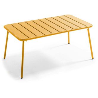 Oviala Table basse de jardin acier jaune 90 x 50 cm - Palavas