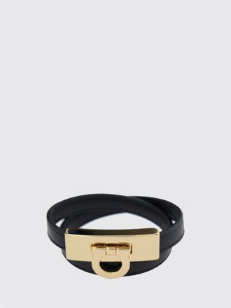 Ferragamo Bracelet en cuir dagneau et laiton avec d&eacute;tail logo