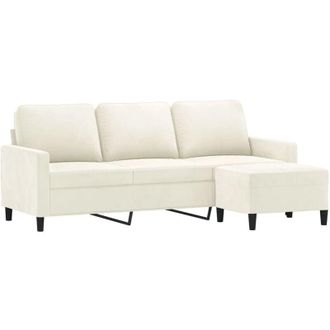 vidaXL 3-Sitzer-Sofa mit Hocker Creme 180 cm Samt Vidaxl
