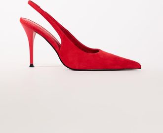 Topshop Anya Slingback-Pumps aus echtem Wildleder in Rot