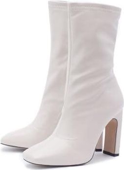 Generic Bottines Courtes pour Femme À Bout Carré, Modernes Et Décontractées Bottines À Talon avec Fermeture Éclair Latérale, Bottes Élégantes Parfaites pour Q