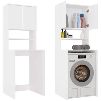 Topeshop Topeshop - como - Meuble pour machine &agrave; laver - 180x64x64 - 2 portes et &eacute;tag&egrave;re ouverte