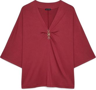 Fiorella Rubino Femme, Blouses et Chemises, Rouge, Taille: 40/42 FR T-shirt en viscose avec d&eacute;tail d&eacute;coratif