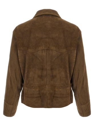 Maison Margiela Mens Brown Calfskin Leather Jacket Clothing