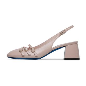 Loriblu Slingback aus gl&auml;nzendem Leder in Petal und Gold mit Riemen - - Shoes - Damen - Rosa - 37 EU