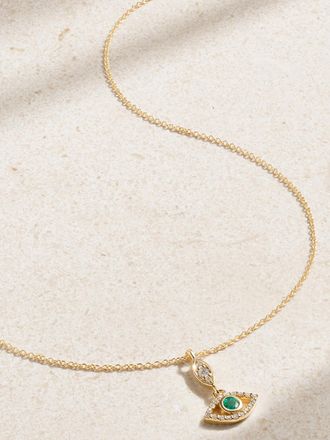 Melissa Joy Manning Kette Aus Recyceltem 14 Karat Gold Mit Smaragd Und Diamanten