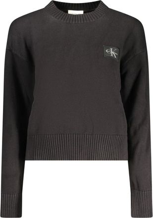 Calvin Klein Femme, Pulls, Noir, Taille: 42 FR Cotton Knit Badge Jumper