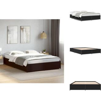 vidaXL Bettgestell Schwarz 140x200 cm Holzwerkstoff und Metall - Schlafzimmerbettw&auml;sche - Doppelbett - Lattenrost - Boxspringbett - Bettkasten
