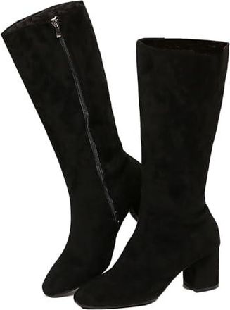 Generic Bottes habill&eacute;es &agrave; talon &eacute;pais et bout pointu pour femme, talon bloc en daim, fermeture &eacute;clair lat&eacute;rale, chaussures d&eacute;contract&eacute;es pour lautomne et lhi
