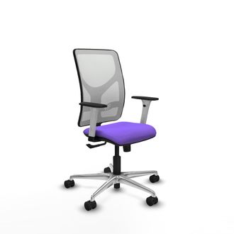 Piqueras y Crespo Schreibtischstuhl, wei&szlig; und lila, mit wei&szlig;en und schwarzen Armlehnen, h&ouml;henverstellbare Lendenwirbelst&uuml;tze, 3 Positionen, Wei&szlig; / Lila