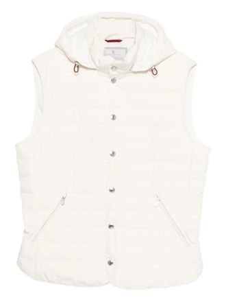 Brunello Cucinelli hooded quilted gilet - Nude