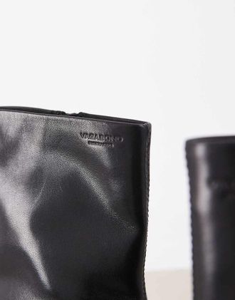 Vagabond Giselle bottines &agrave; talon carr&eacute; &agrave; bout fronc&eacute; en cuir noir