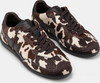 Z&egrave;ta Damen vegan Sneaker Delta Cow Print Braun/Wei&Atilde;Y