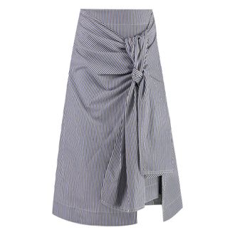 Bottega Veneta Gestreifter Baumwoll-Leinenrock mit Knotendetail vorne - - Skirts - Damen - Mehrfarbig - XS