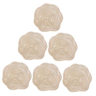 Cabilock 6 St&uuml;ck PVC Tischsets Rose Hohl rutschfest &Oslash;38cm Dekorative Platzsets f&uuml;r K&uuml;che Esszimmer Partygeschirr