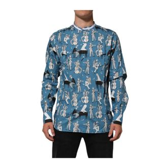 Dolce & Gabbana Homme, Chemises, Multicolore, Taille: 2XL Chemise en coton imprim&eacute; jazz