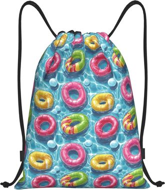 Generic Turnbeutel Bunter Schwimmring-Print Rucksack Mit Kordelzug Verstellbar Kordelzugbeutel Waterproof Beutel Mit Kordelzug F&uuml;r Strand Reisen Fitnessstudio