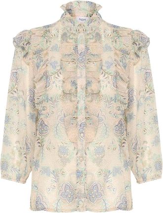 Saint Tropez Bedruckte Bluse - - Blouses & Shirts - Damen - Beige - XS