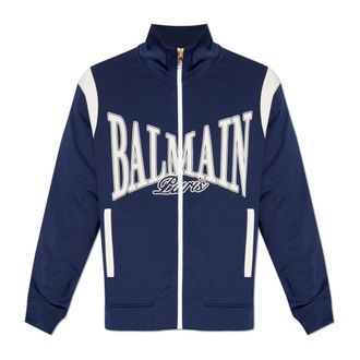 Balmain Homme, Sweatshirts et sweats &agrave; capuche, Bleu, Taille: S SweaT-shirt avec logo imprim&eacute;