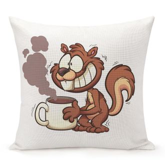 Generic Kissenh&uuml;lle Eichh&ouml;rnchen-Shake-and-Hold-Kaffee Kissenbezug Weich Pillow Cases Cozy Sofakissenbez&uuml;ge for Sofa Gartenstuhl Schlafzimmer 45X45Cm
