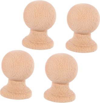 Pretyzoom EXHUMKY 4stücke Unlackierte Massives Holz-endstücke in Römischem Stil Vielseitig Für DIY-vorhaben Möbelverzierungen Heimdekoration Und Gardinenstangen