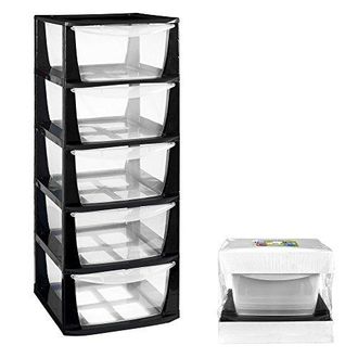 Great Plastic Kunststoff Set 5 Design Schubladen 400X385X945mm schwarz (zerlegt), Einheitsgr&ouml;&szlig;e