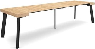 Skraut Home | Ausziehbarertisch | Multifunktionaler ausziehbarer | 300 | Für 14 Gäste | Hölzerne Beine | Moderner Stil | Eiche