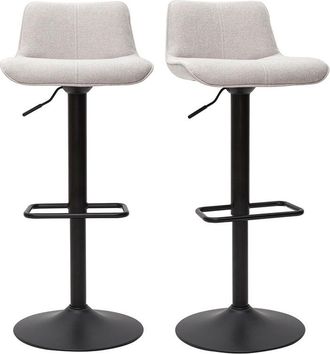 Miliboo Miliboo - Tabourets de bar réglables pivotants 360° en tissu effet velours texturé beige et métal noir (lot de 2) boost