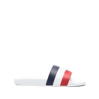 Moncler Homme, Chaussures, Blanc, Taille: 45 EU Sandales Blanches avec Bride Logo