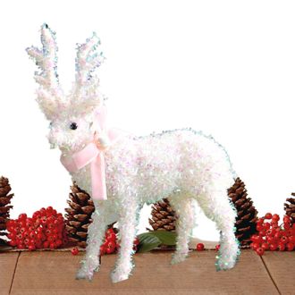 Generico Glitzer Rentier Figur - Weihnachts Hirsch Deko | Indoor Hirsch Ornament mit Schal f&uuml;r Haus, Winter, Holiday, Garten, Fenster, Halloween Party, Festlic